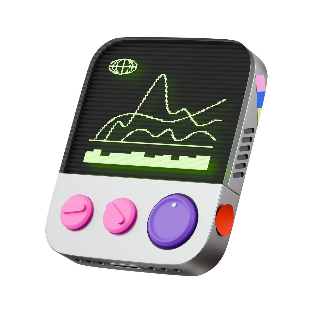 Retro digital display showing line graphs, Business intelligence and ...