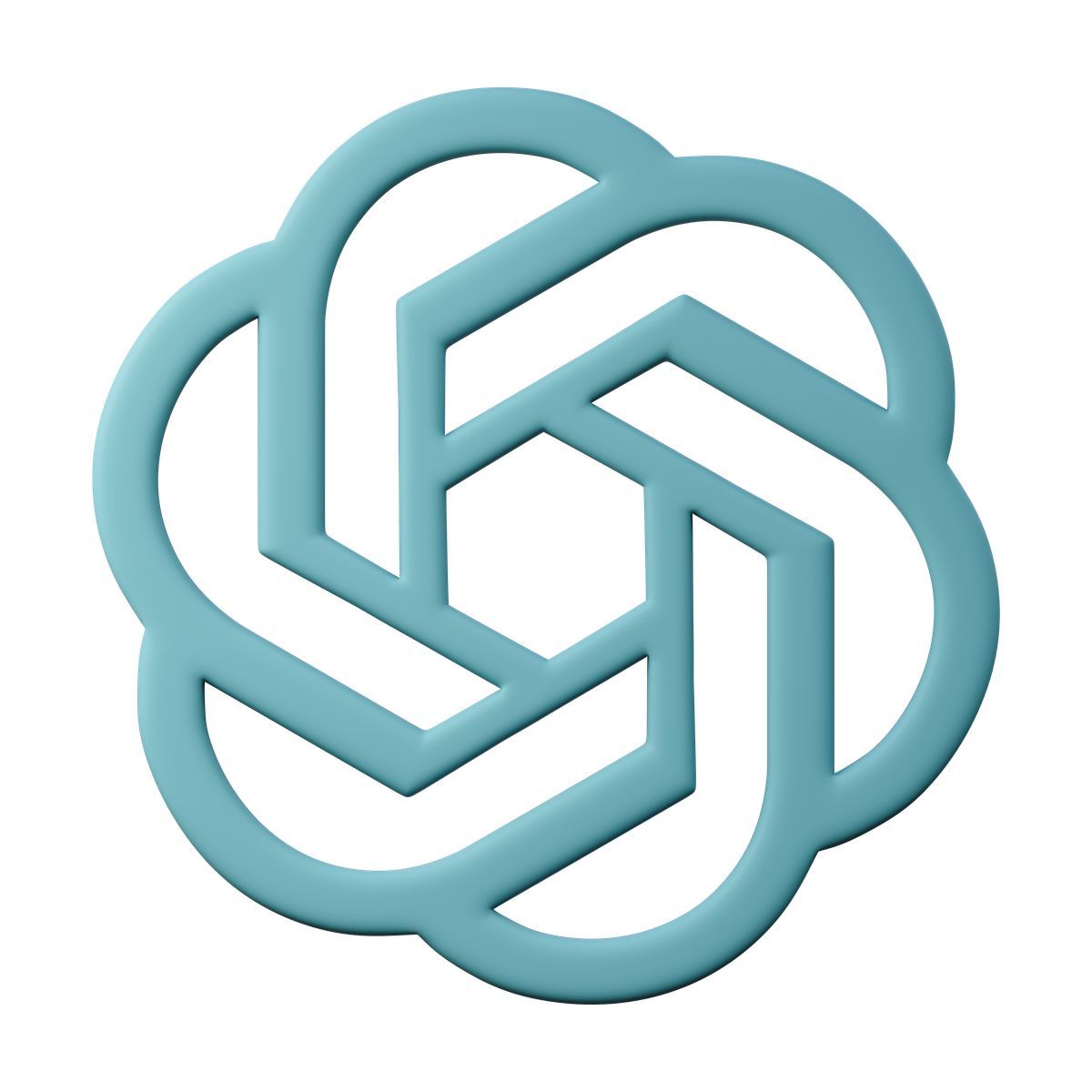 Turquoise ChatGPT logo icon in 3D Sugary Style
