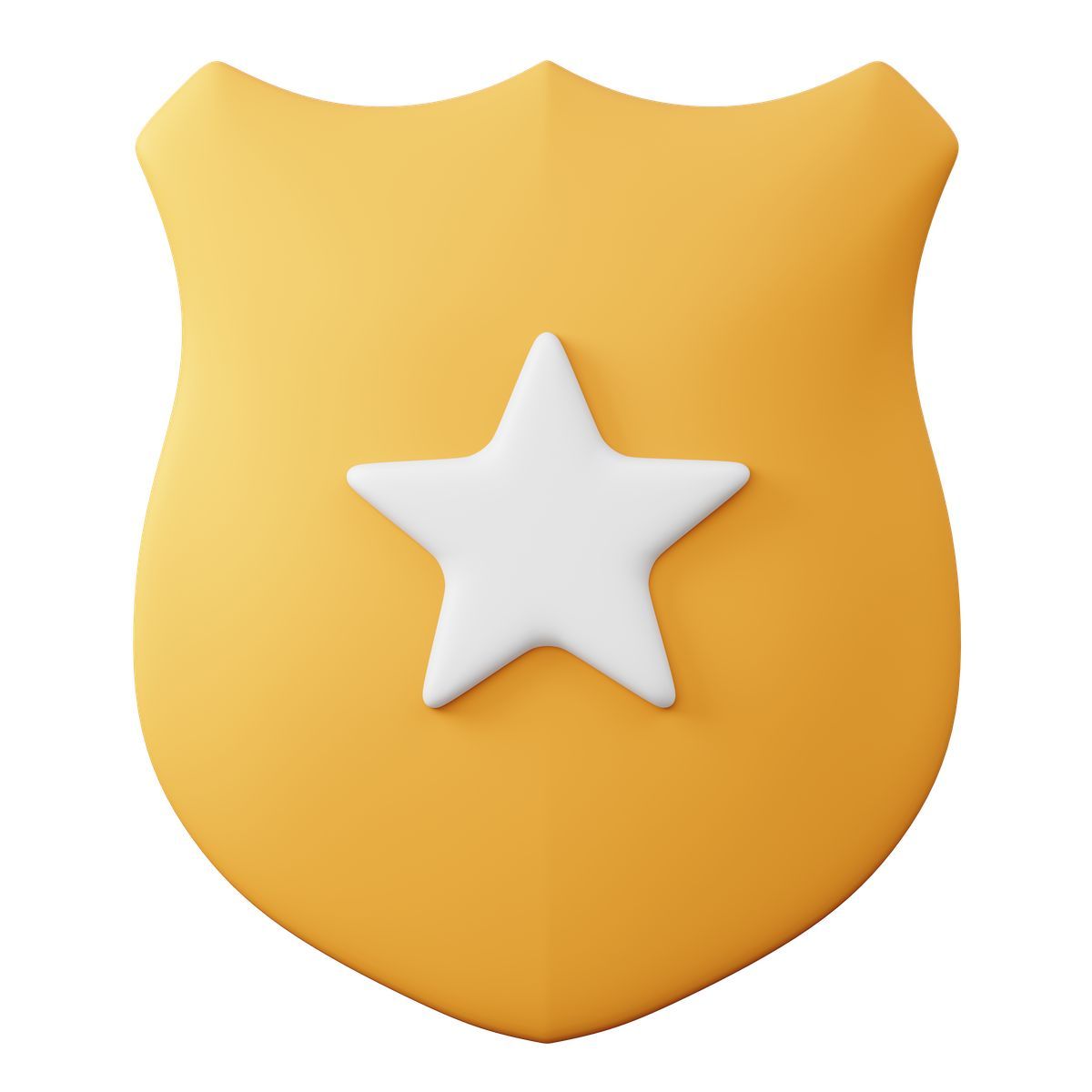 Yellow police badge icon in 3D Sugary Style