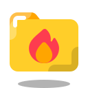 Burn Folder icon in Cute Outline Style