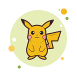 Pikachu Pokemon icon in Bubbles Style