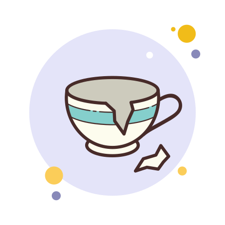 Broken Cup icon in Bubbles Style