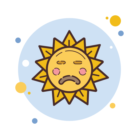 Sad Sun icon in Bubbles Style