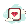Ruby Programming Language icon in Cloud Style