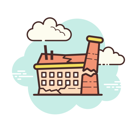 Factory Breakdown icon in Cloud Style