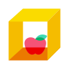 Prepositions Through icon in Color Glass Style