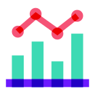 Combo Chart icon in Color Glass Style