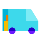 Courier Truck Discharge icon in Color Glass Style