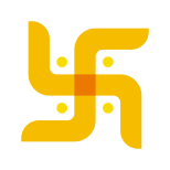 Hindu Swastik icon in Color Glass Style