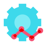 Mechanistic Analysis icon in Color Glass Style