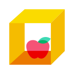 Prepositions Through icon in Color Glass Style