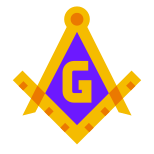 Square and compasses icon in Color Glass Style