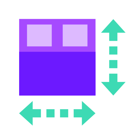 Bed Size icon in Color Glass Style