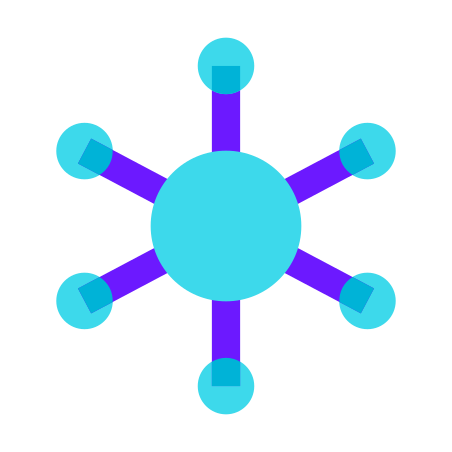 Centralized Network icon in Color Glass Style