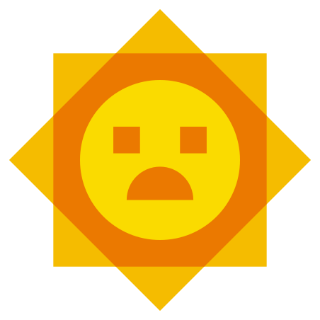 Sad Sun icon in Color Glass Style