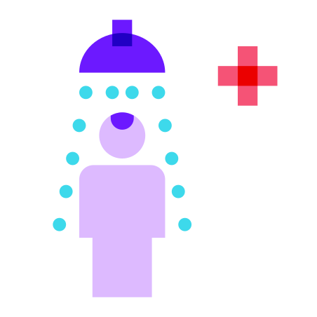 Safety Shower icon in Color Glass Style
