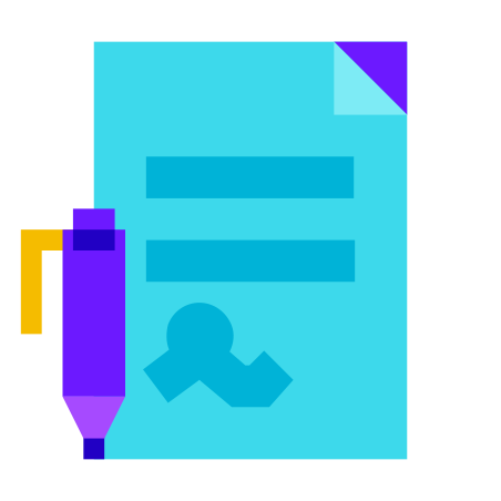 Sign Document icon in Color Glass Style