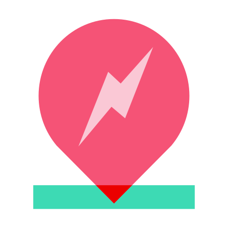 Tesla Supercharger Pin icon in Color Glass Style