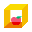 Prepositions Through icon in Color Glass Style