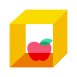 Prepositions Through icon in Color Glass Style