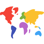 World Map Continents icon in Color Style