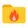 Burn Folder icon in Cute Outline Style