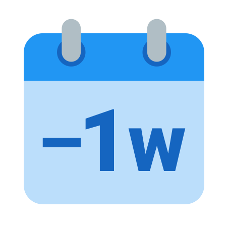 Minus 1 Week icon in Color Style