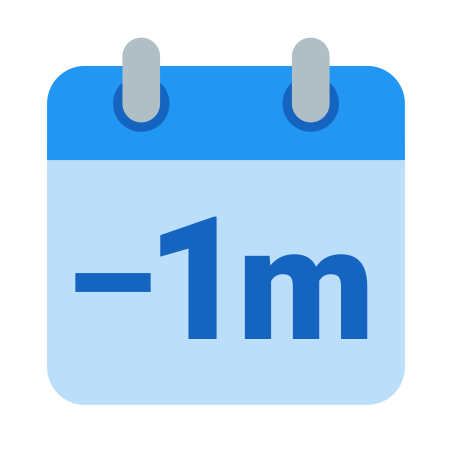 Minus 1 Month icon in Color Style