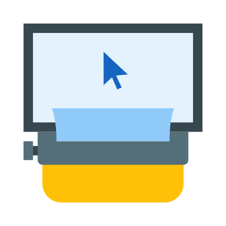Typewriter With Screen icon in Color Style