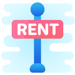 Rent Sign icon in Cute Clipart Style