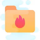 Burn Folder icon in Cute Outline Style