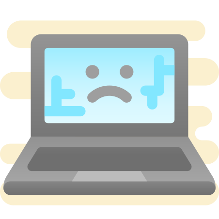 Broken Computer icon in Cute Clipart Style