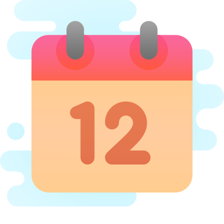 Calendar 12 icon in Cute Clipart Style