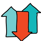 Triple Arrows icon in Doodle Style