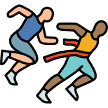 Runners Crossing Finish Line icon in Doodle Style