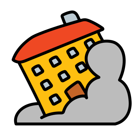 Collapse Building icon in Doodle Style