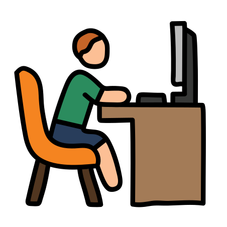 Kid On Computer icon in Doodle Style