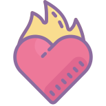Fire Heart icon in Cute Color Style