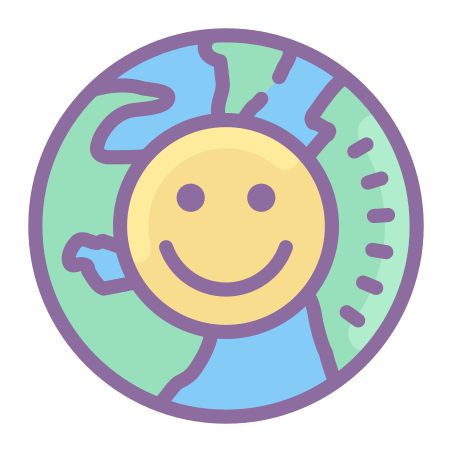 Earth Smiley icon in Cute Color Style
