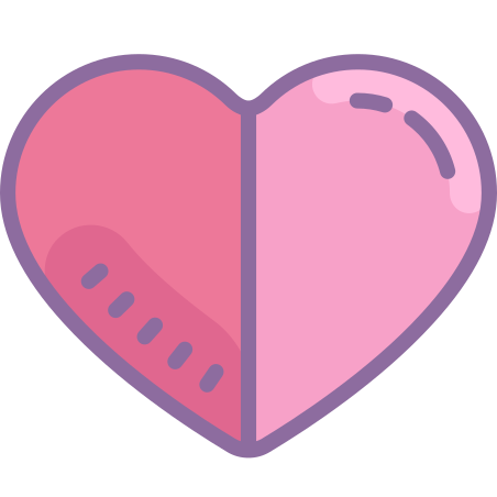 Half Heart icon in Cute Color Style