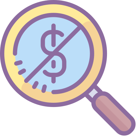 No Hidden Fees icon in Cute Color Style