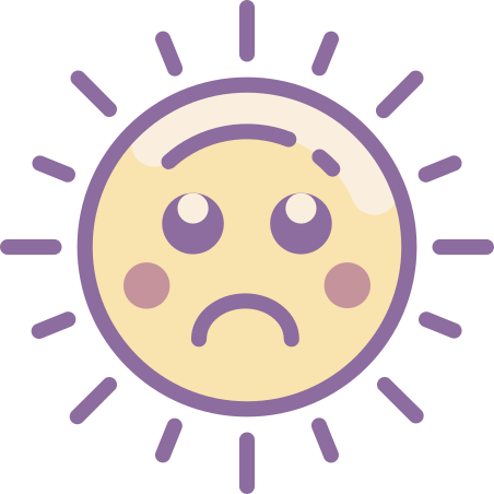 Sad Sun icon in Cute Color Style