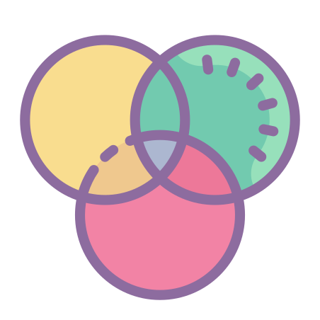 Venn Diagram icon in Cute Color Style