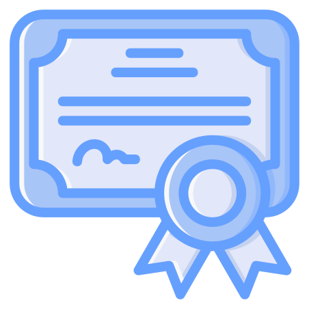 Certificate icon in Aficons studio Blue Style