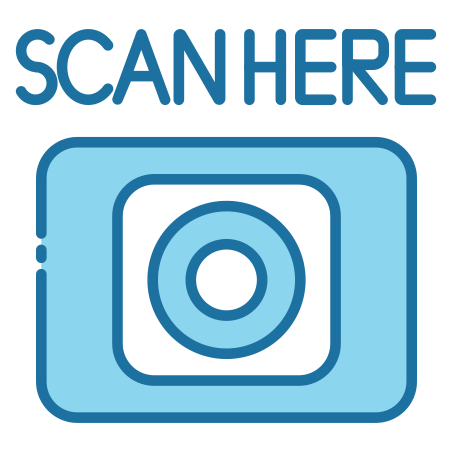 SCAN HERE icon in bearicons Blue Style