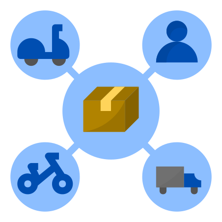 Distribution channels icon in dDara Flat Style