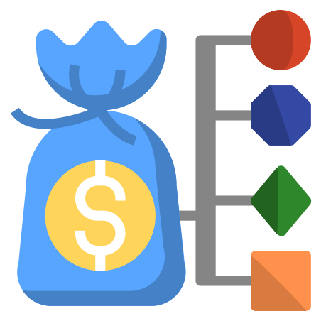 cost structure icon in dDara Flat Style