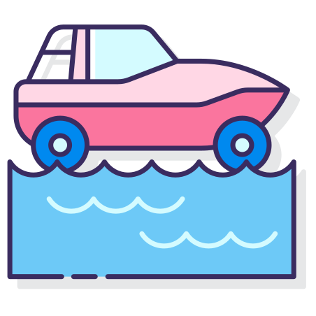 Amphibious Vehicle icon in Flaticons Lineal Color Style