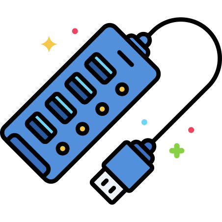 Usb Hub icon in Flaticons Lineal Color Style