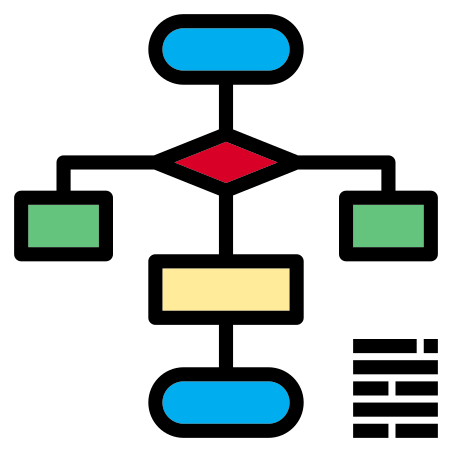 Flow Chart icon in Phatplus Lineal Color Style